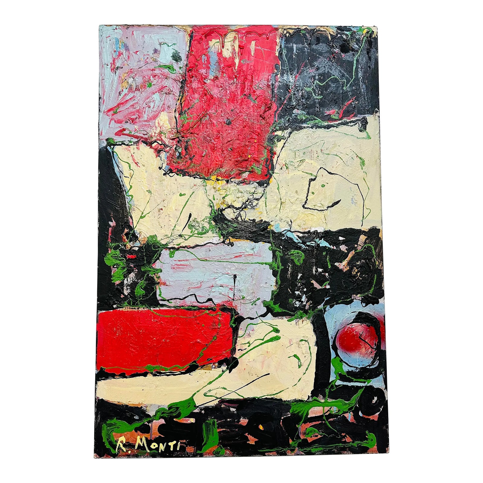 Modern Abstract Painting Signed R. Monti | Chairish