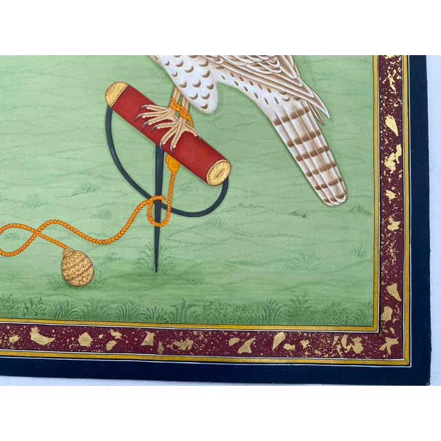 Vintage Original Hand Painted Indian Mughal Miniature Hawk and Falcon ...