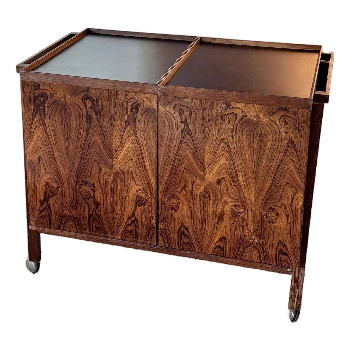 A Danish Mid Century Modern Expandable Rosewood Bar Cart by Niels Erik ...
