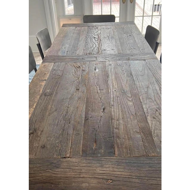 Restoration Hardware 92” Reclaimed Wood and Iron Table | Chairish