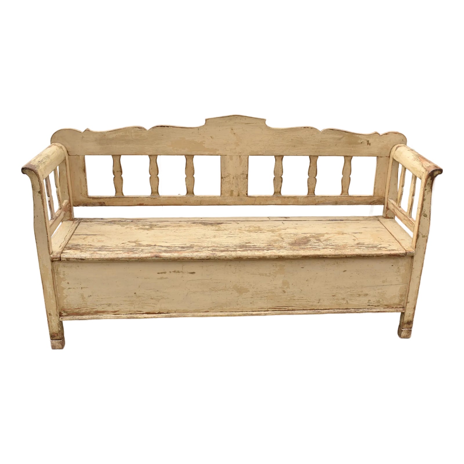 Pine Painted Storage Bench or Settle | Chairish