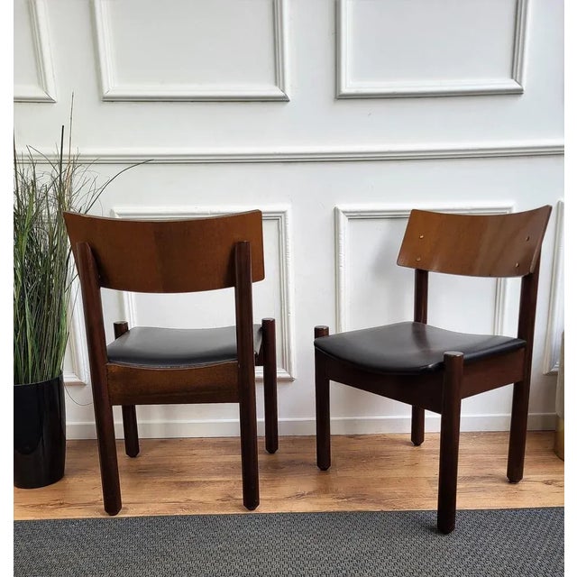 Italian Upholstered Walnut Dining Chairs, 1950s, Set of 6 | Chairish