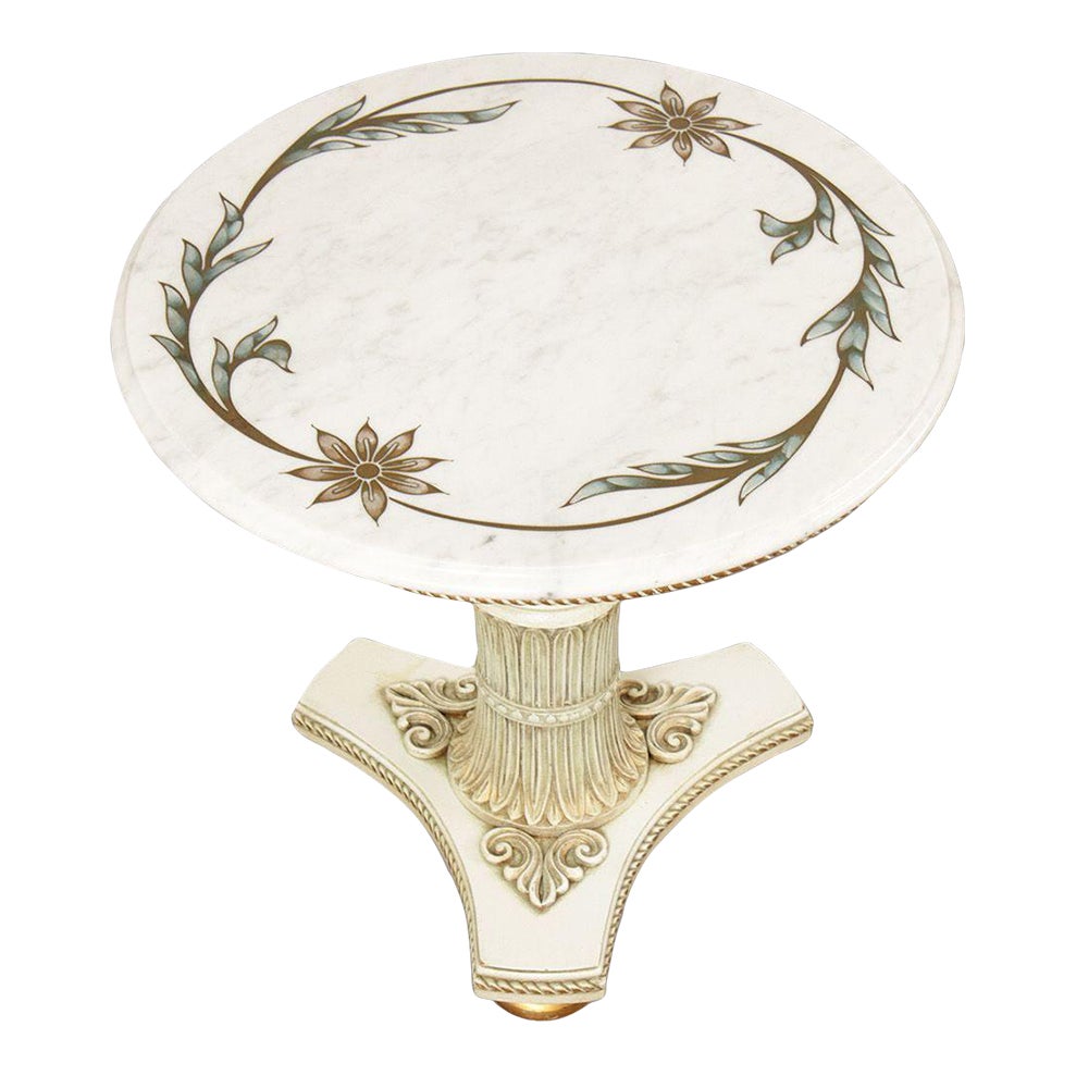 Italian Neoclassical Style Round Marble Top Table | Chairish