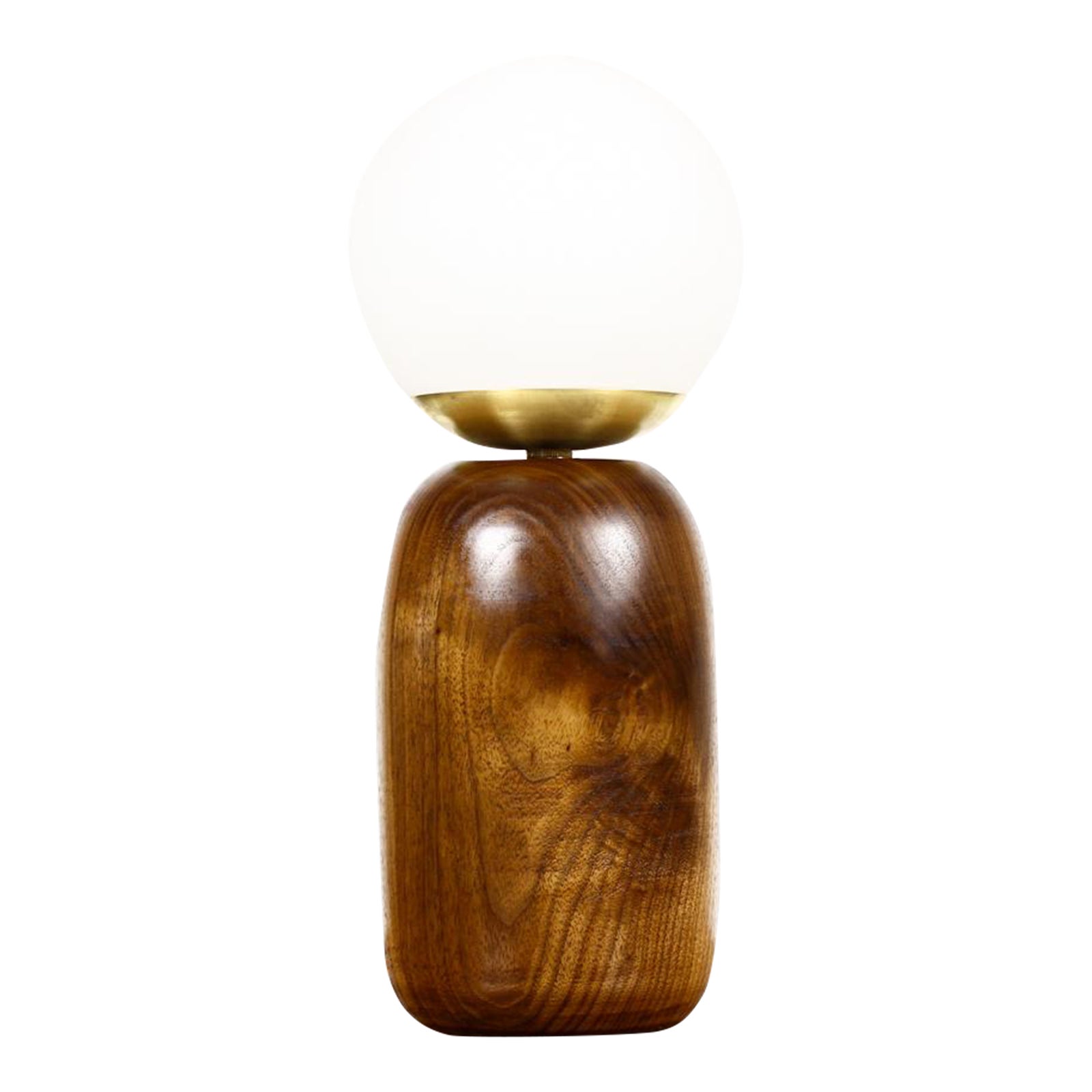 Studio Craft Modernist Walnut Accent Table Lamp Lathe Turned With Glass ...