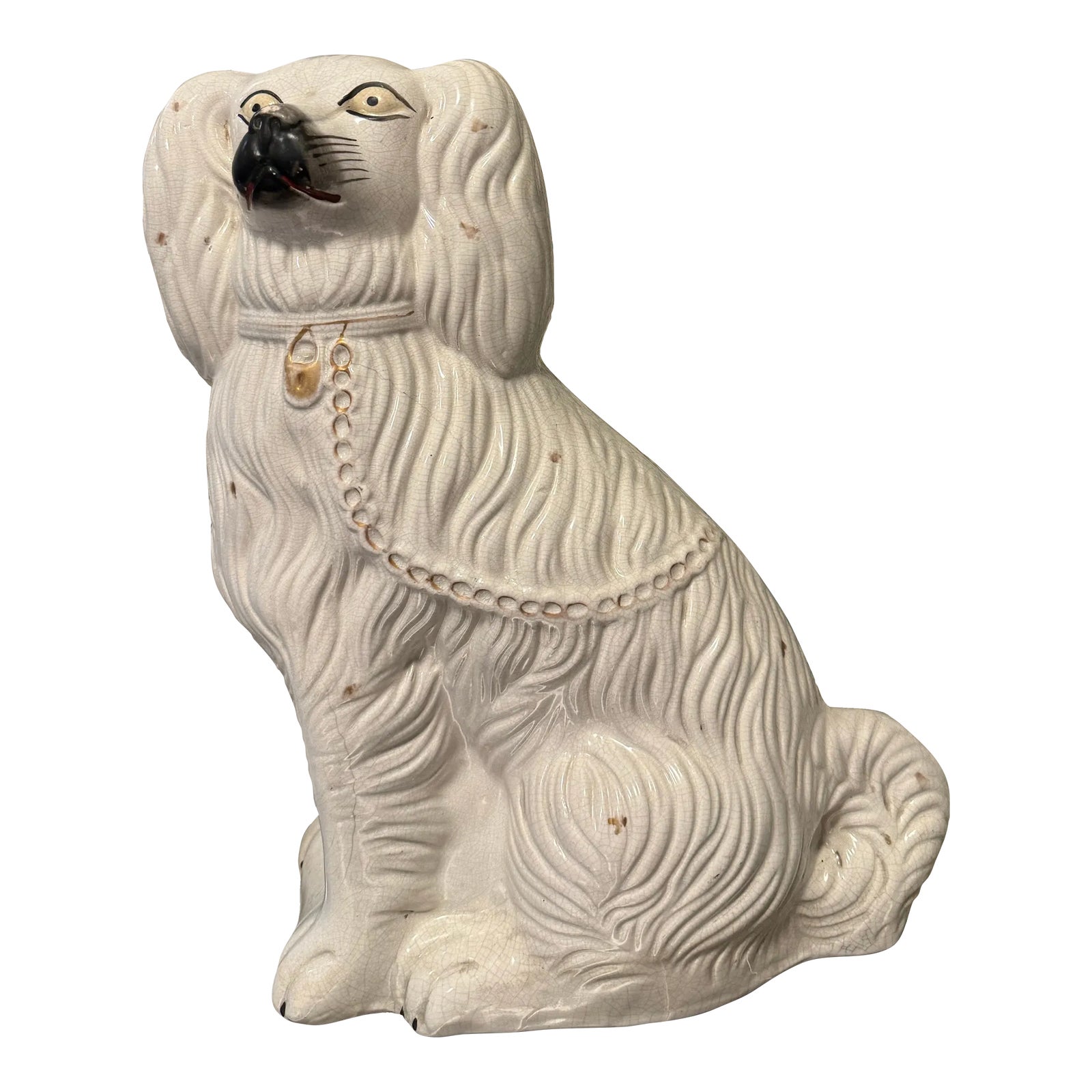 Antique Extra Large Staffordshire Spaniel | Chairish