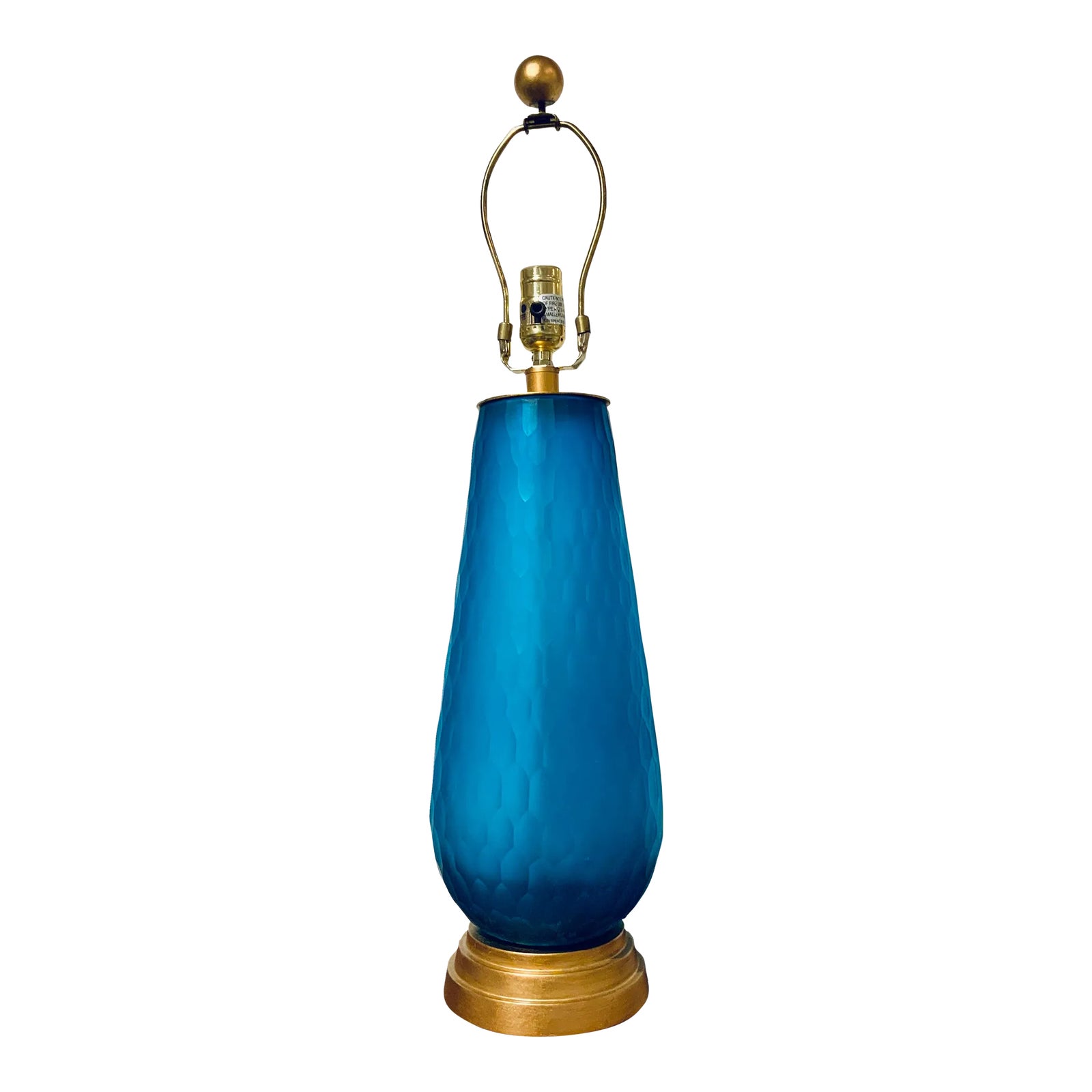 Modern Chiseled Blue Glass Table Lamp | Chairish
