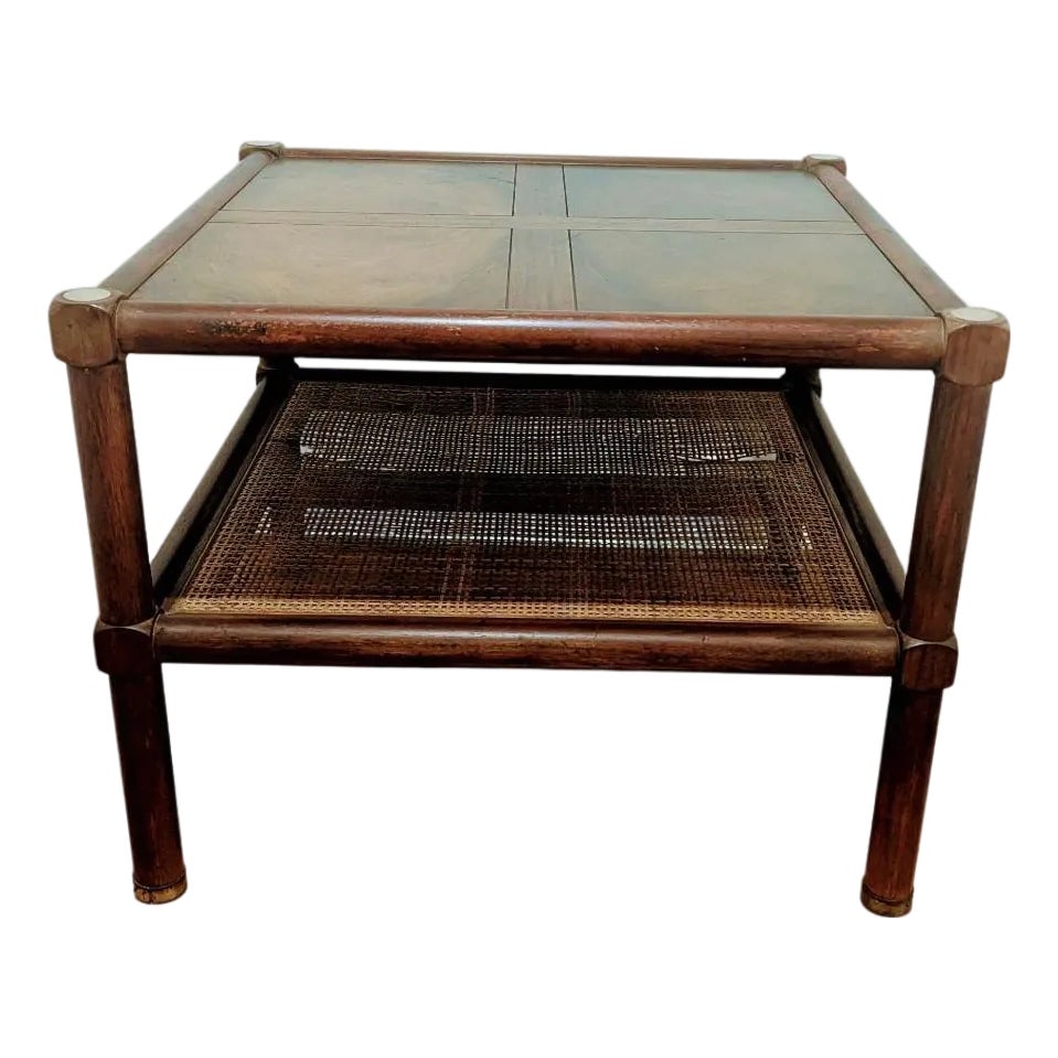 Vintage Baker Furniture Regency Mahogany and Cane Two-Tier Coffee Table ...