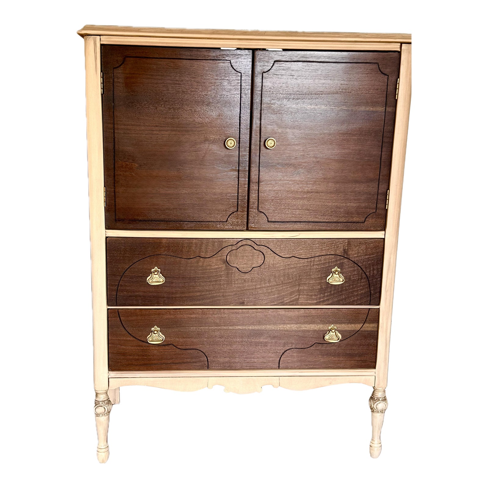 1920s Refinished Mid-Century Joerns Brothers Highboy Cabinet in Natural ...