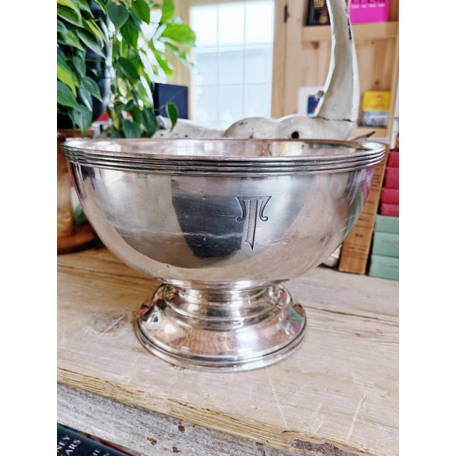 1950 Silver Punch Bowl From the Hotel Texas in Fort Worth | Chairish