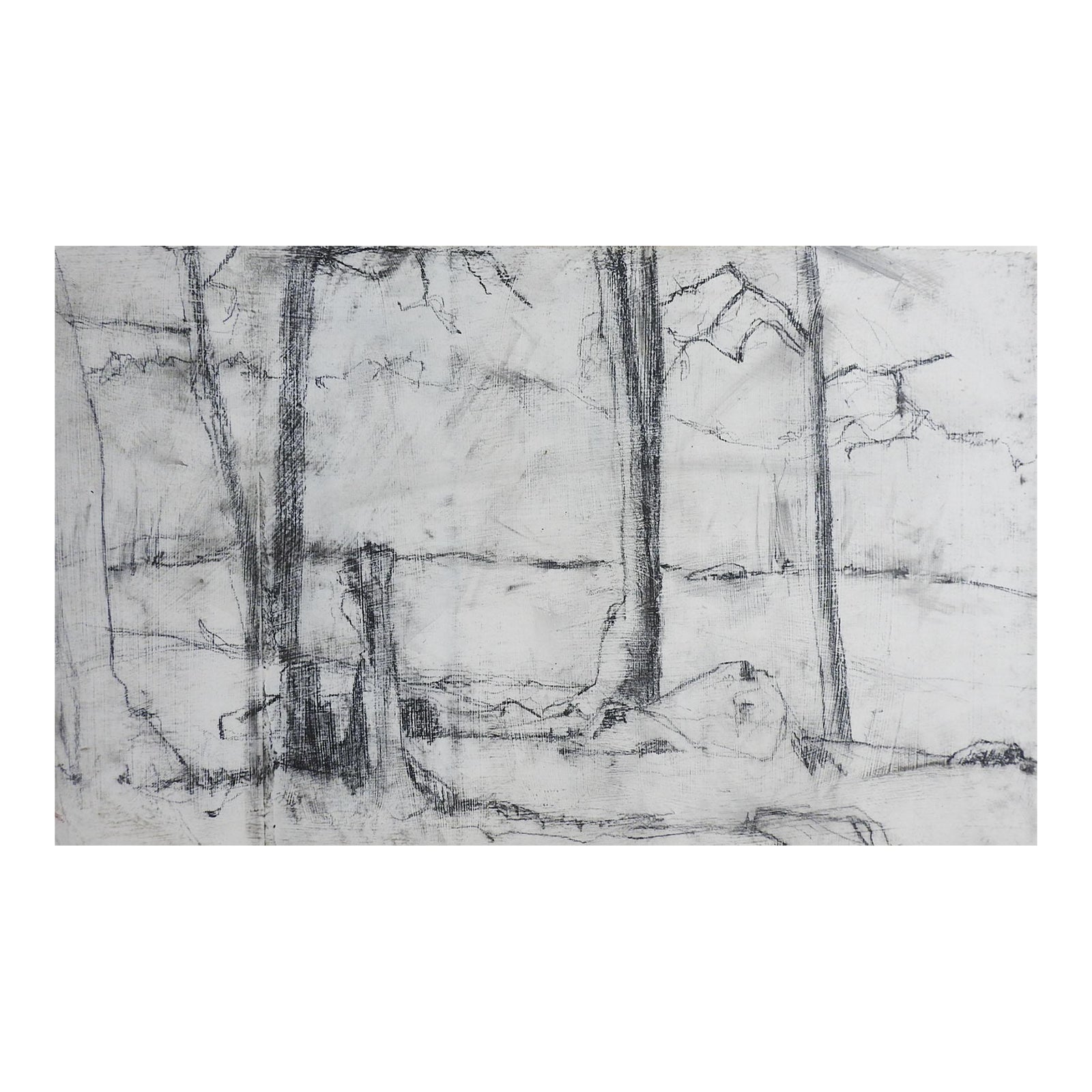 Charcoal Landscape Drawing | Chairish