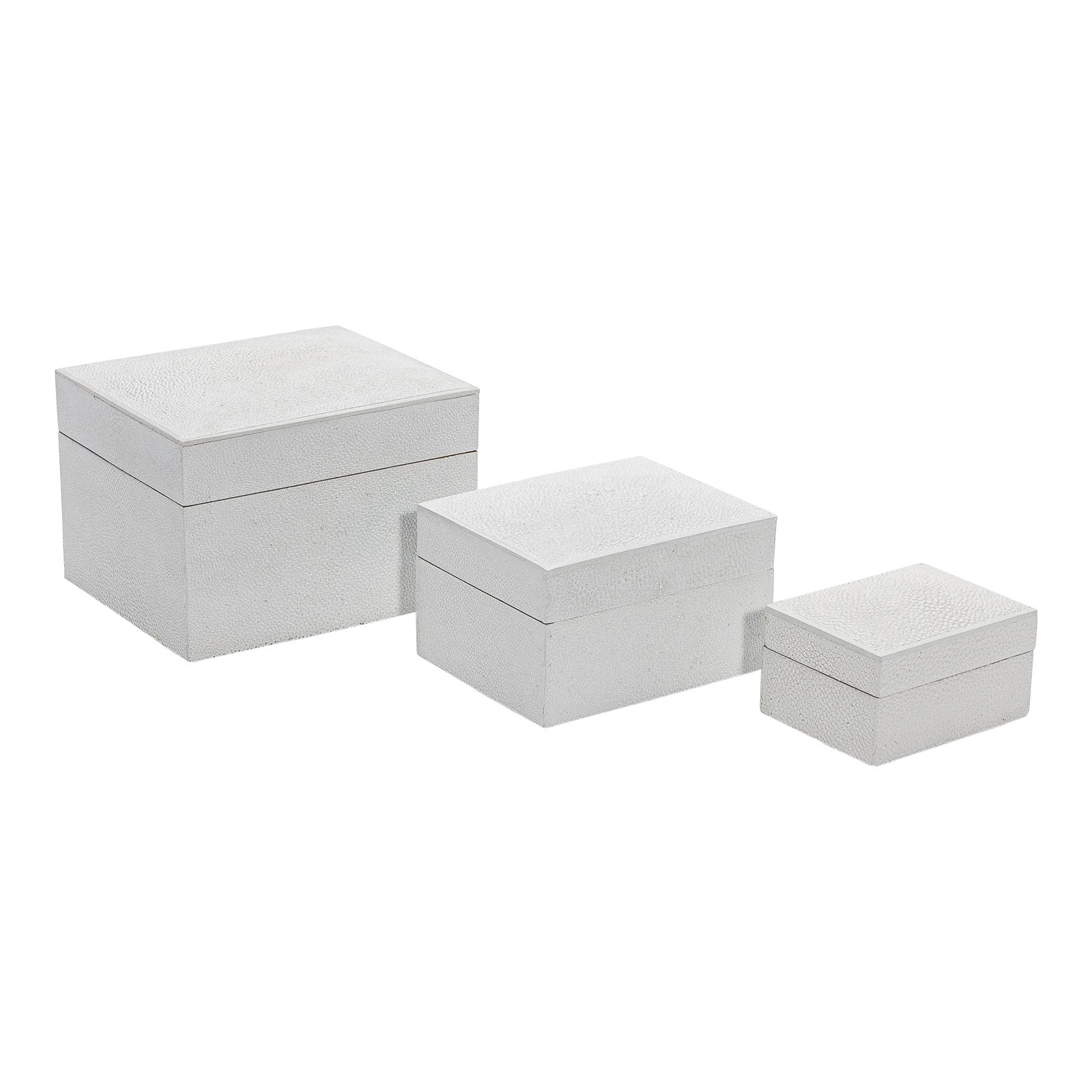 Set of 3 Curved Top Boxes in White Shagreen by R&y Augousti | Chairish