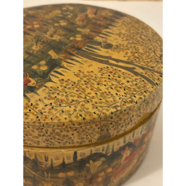 1960s Vintage Lacquerware Indian Round Box Hunt in a Garden With ...
