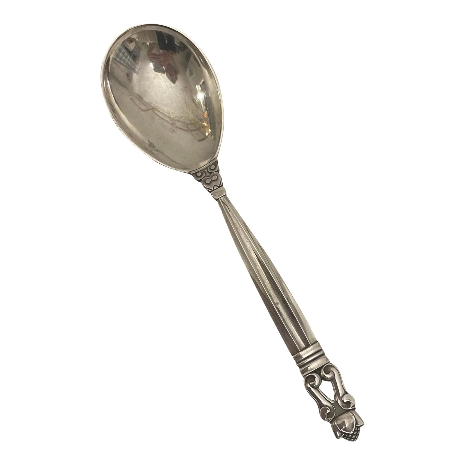 Antique Georg Jensen Sterling Silver Preserve Serving Spoon | Chairish