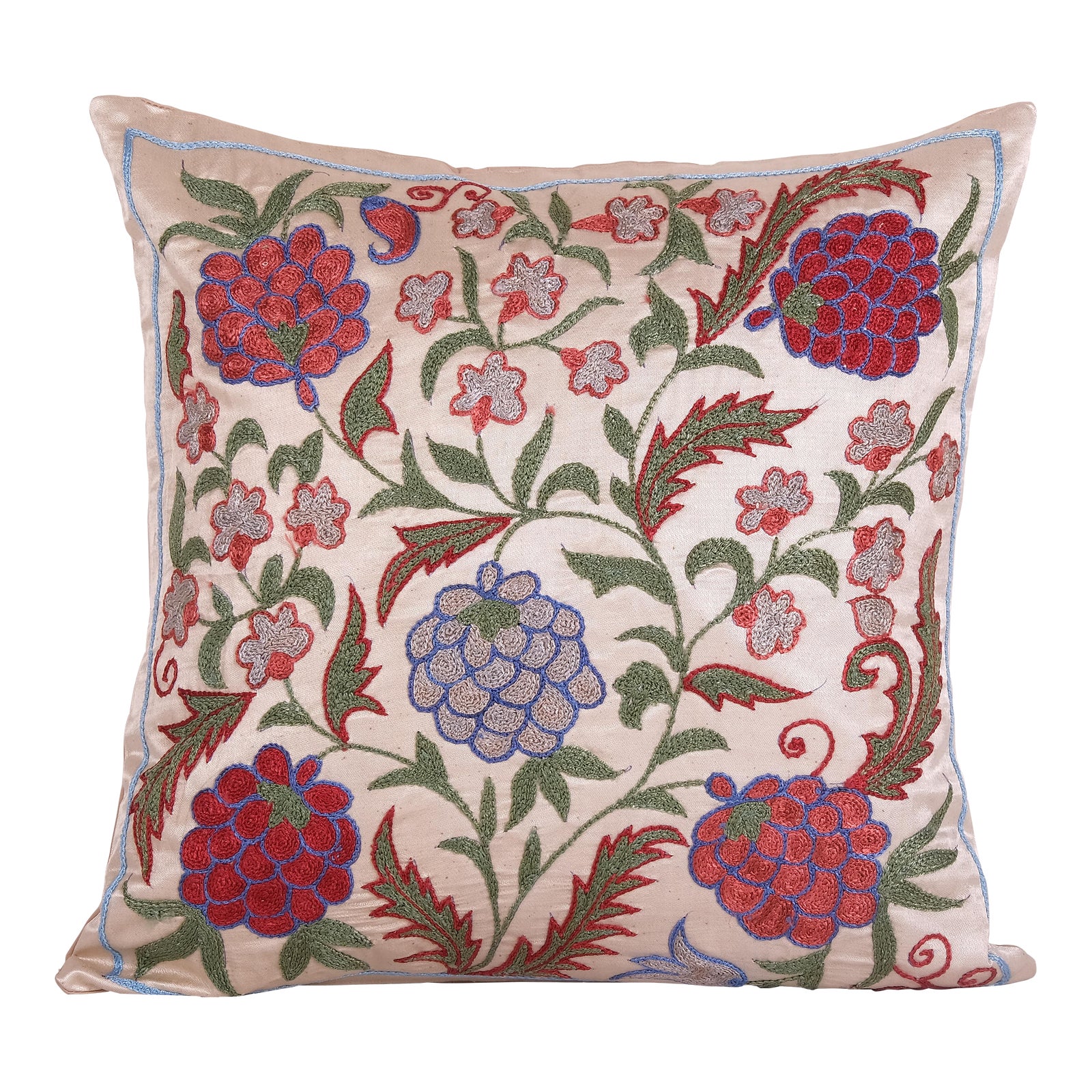 Suzani Silk Floral Pillow Cover | Chairish
