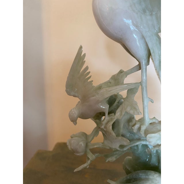 Vintage Chinese Jade Carved Phoenix Bird of Paradise Statue Stand ...