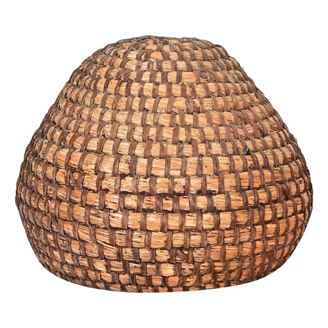 English Handmade Woven Straw Beehive Skep | Chairish
