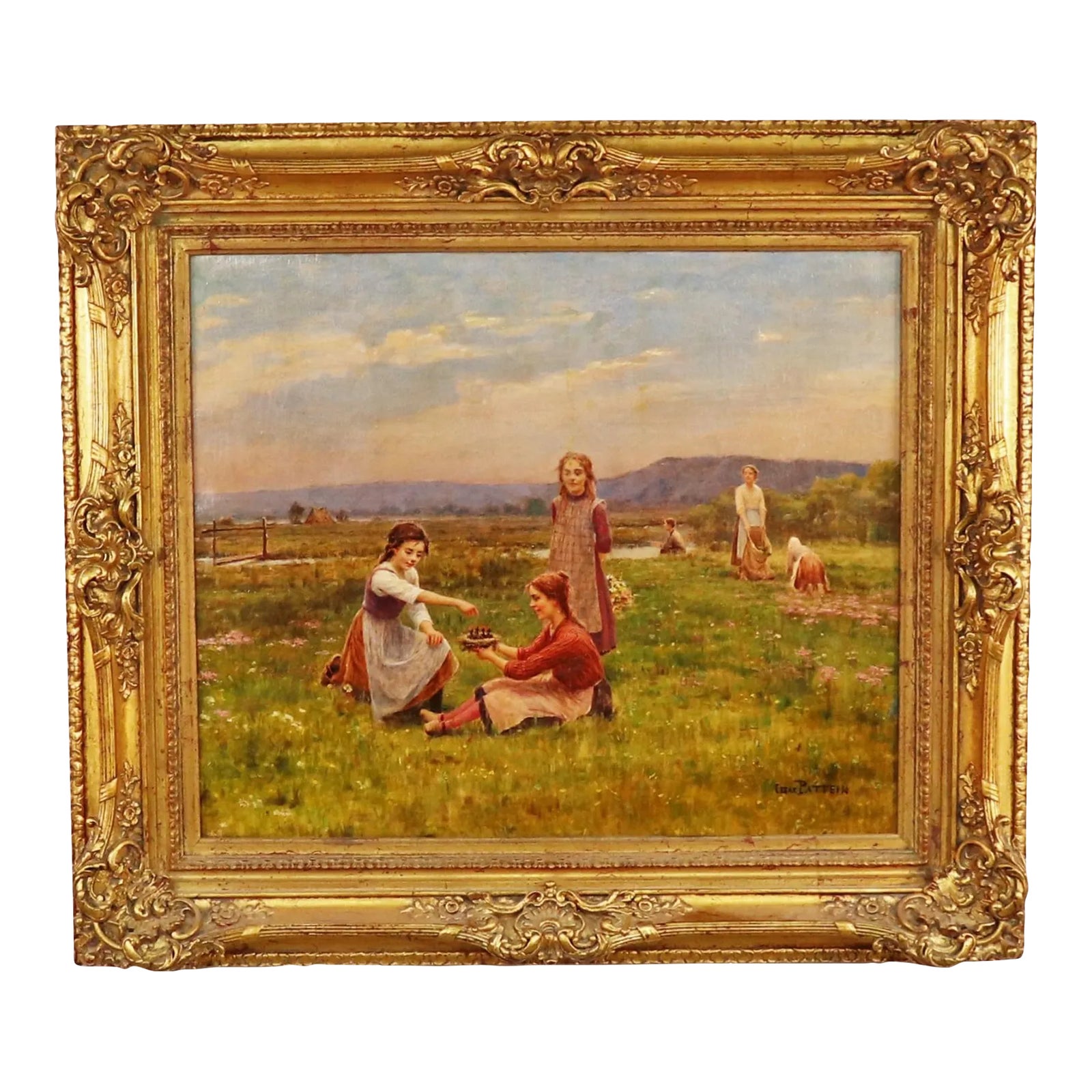 Oil on Canvas "Feeding the Birds" by César Pattein ( French 1850 - 1931 ...