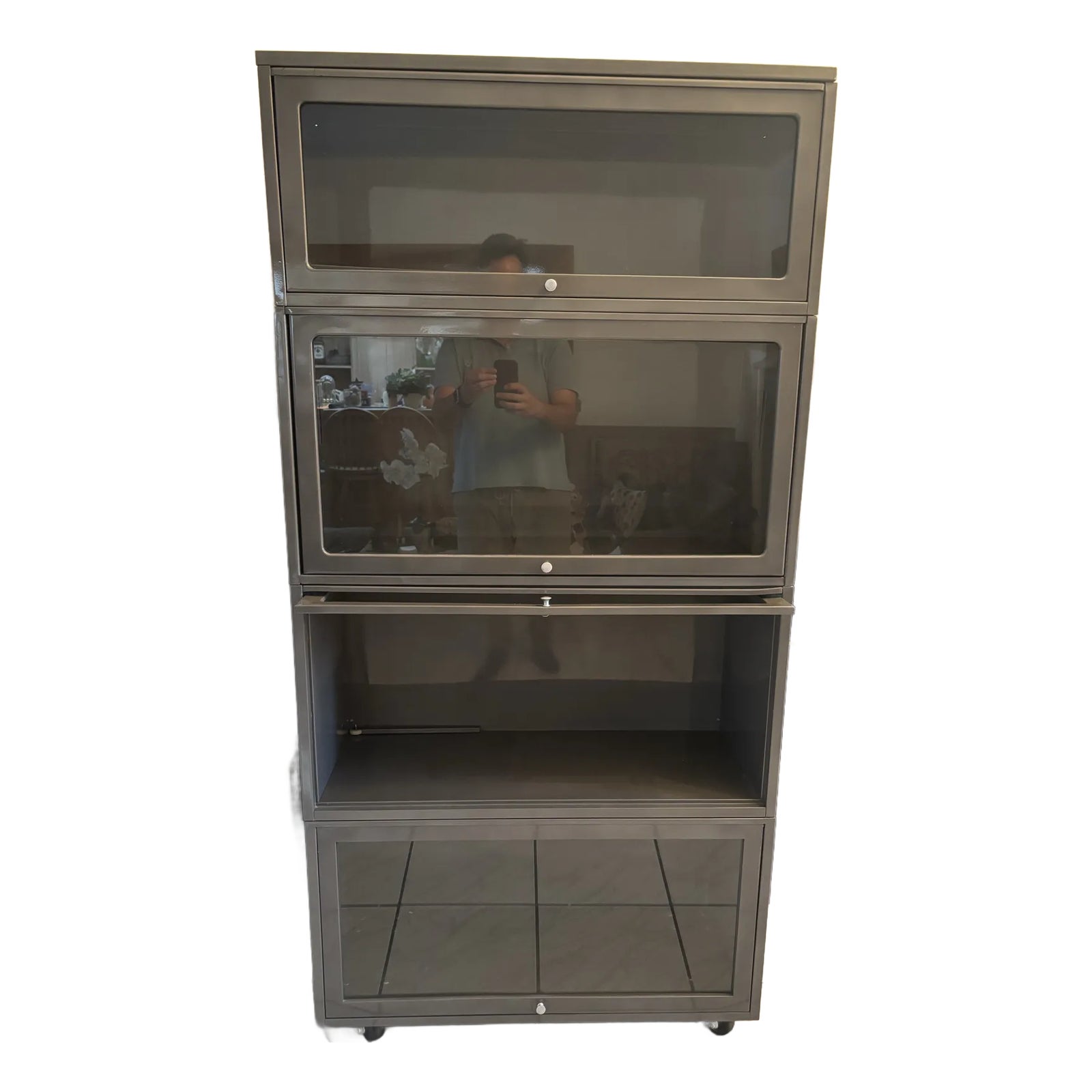 Brushed Steel Barrister Bookcase (Legal Bookcase) With Sliding Glass ...