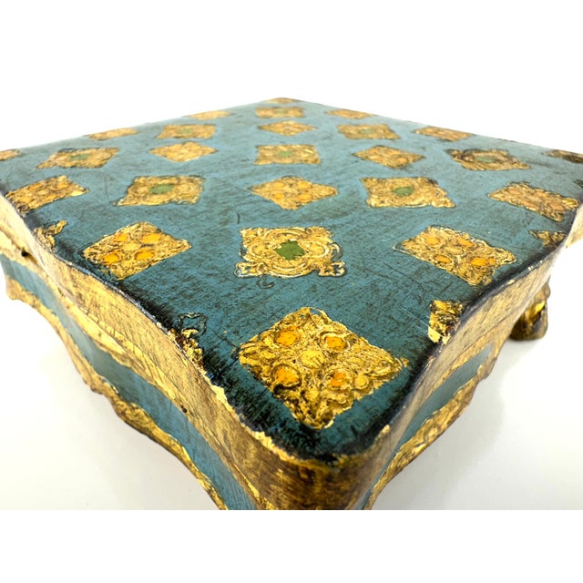 Vintage Mid Century Italian Hand Painted Footed Box | Chairish