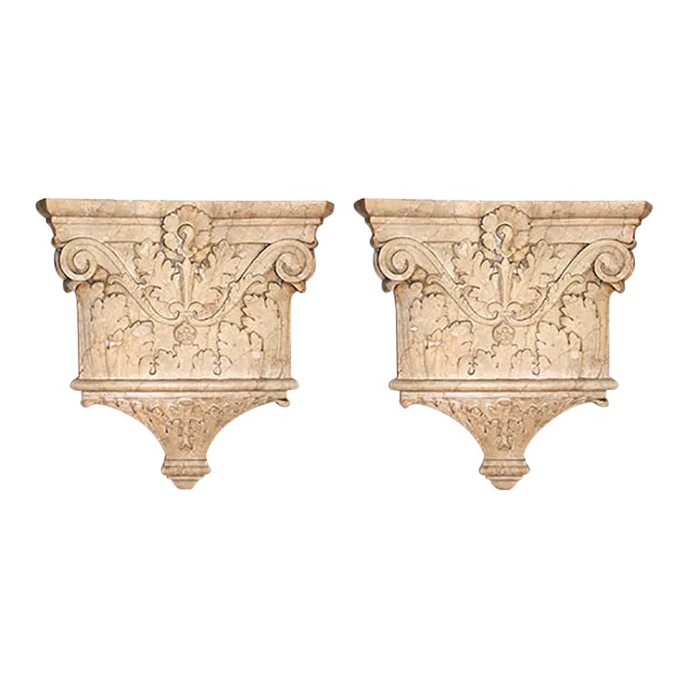 Early 20th Century Traditionally Carved Marble Column Capitals With ...