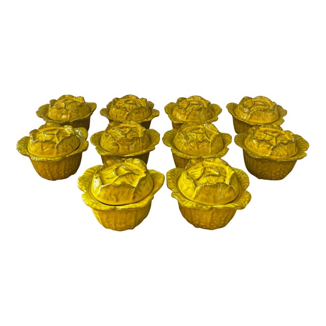 Vintage Italian Yellow Cabbage Bowls- Set of 10 | Chairish