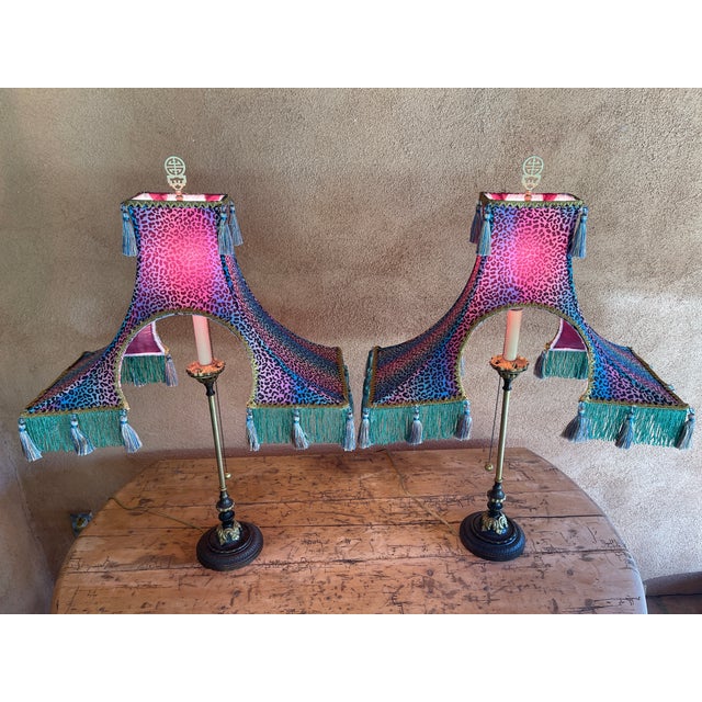 Large Single Penny Long Couture Eiffel Tower Lamp Shade | Chairish