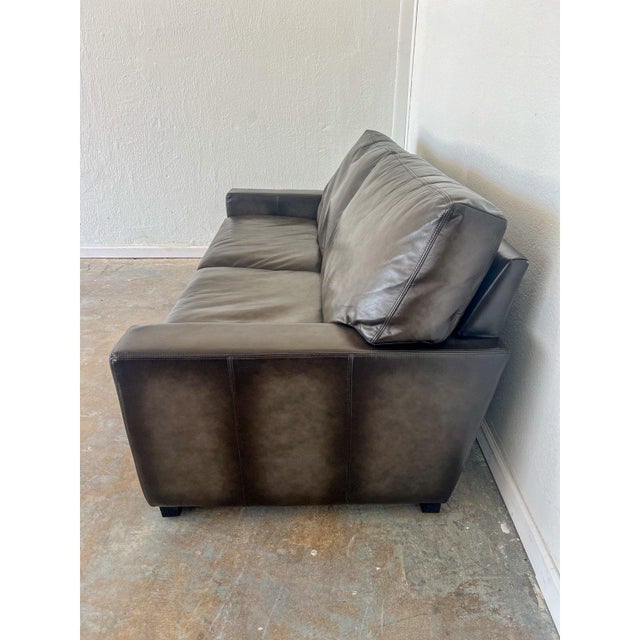Pottery Barn Turner Square Arm Leather Sofa Chairish