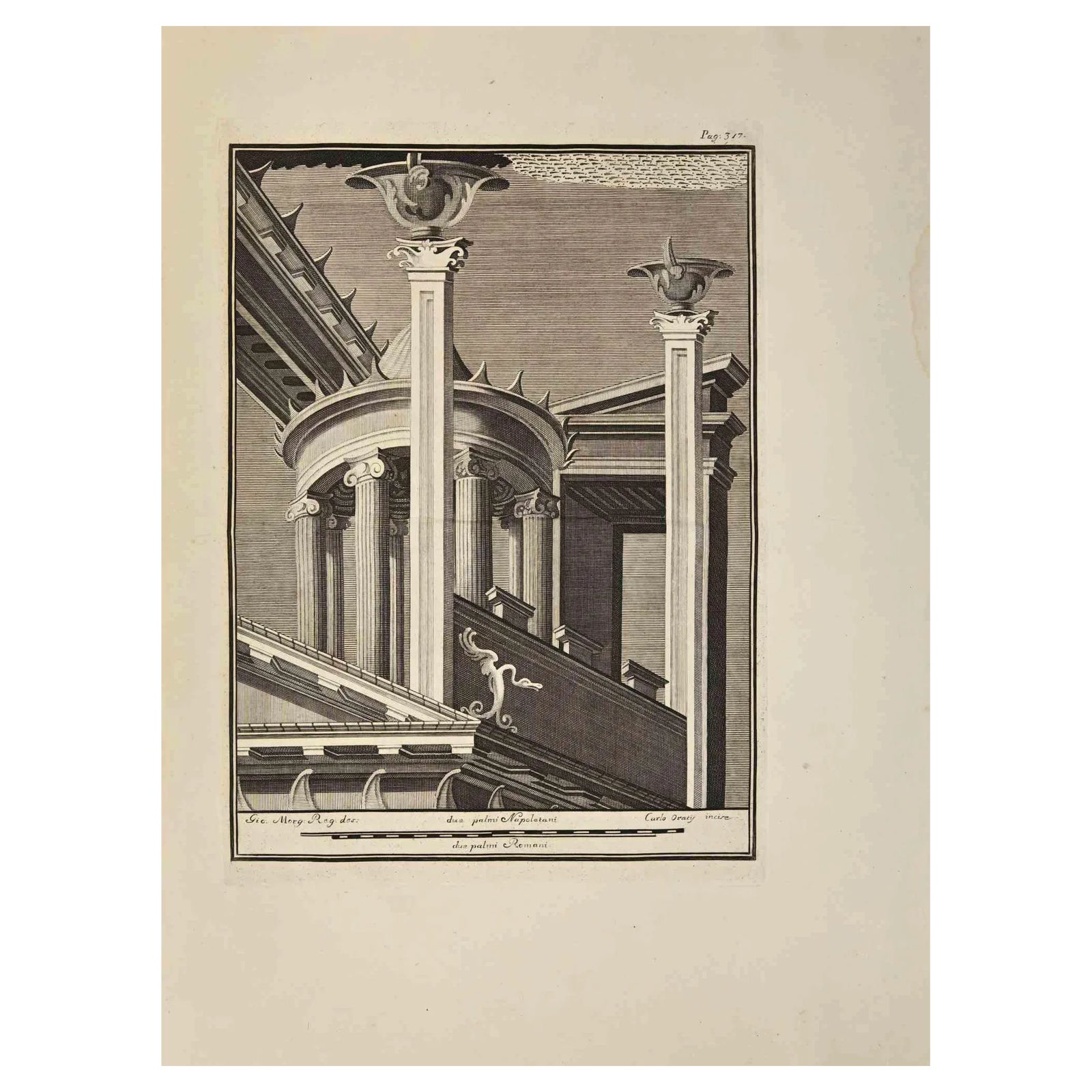 Carlo Oraty, Roman Temple Fresco, Etching, 18th Century | Chairish