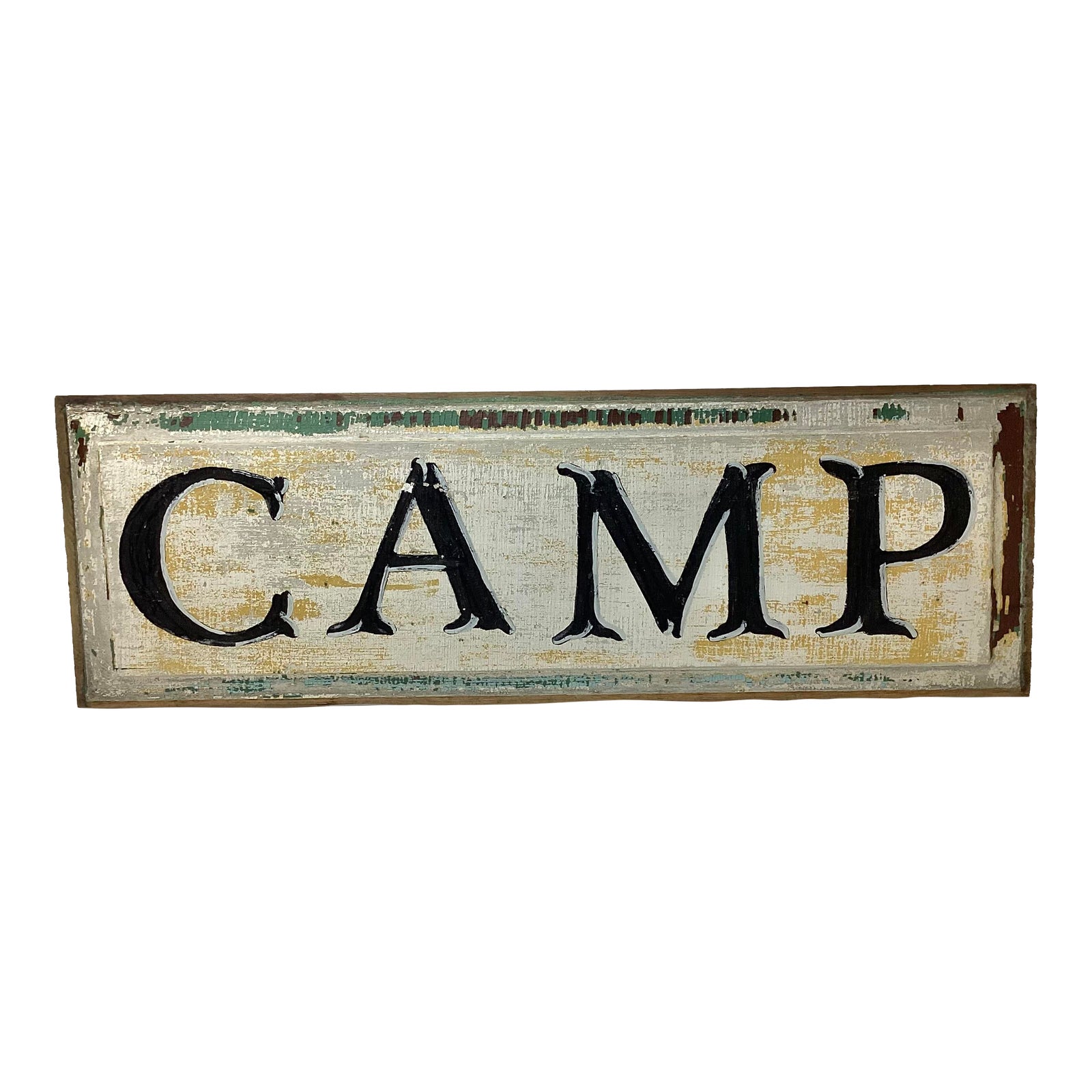 1940s Old Hand Painted Wood Camp Sign | Chairish