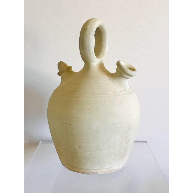20th Century Spanish White Earthenware Botijo | Chairish