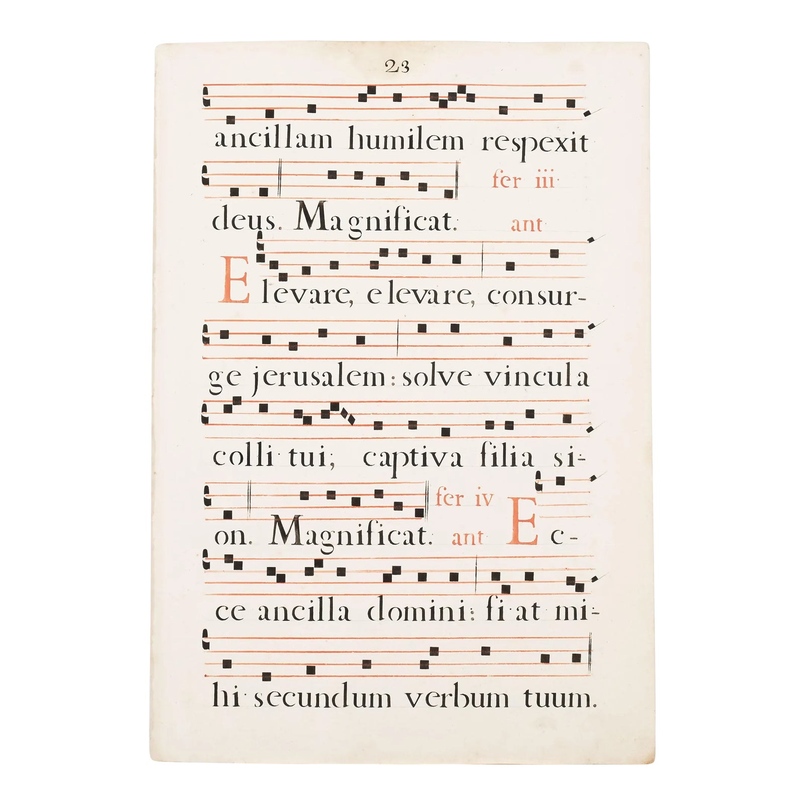 17th Century Latin Antiphonal Music Manuscript, Double Sided, Pages 23 ...
