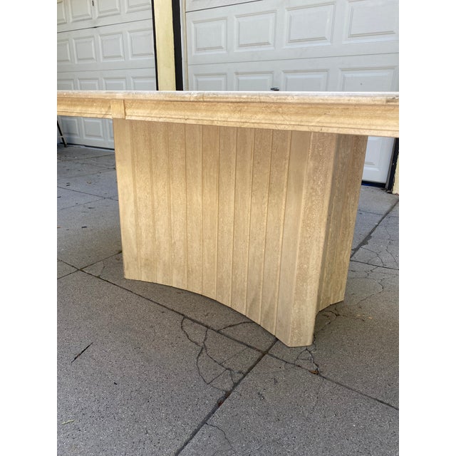 1970s Postmodern Travertine Plinth Dining Table With Faceted Base ...