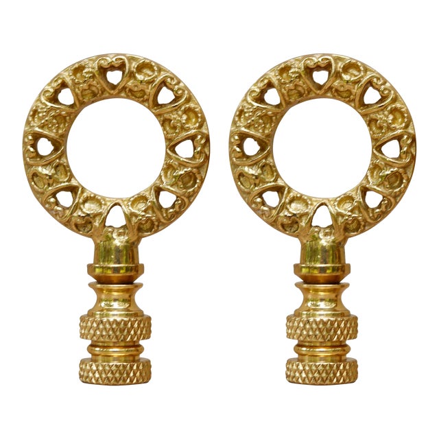 Brass Wreath Lamp Finials - a Pair | Chairish