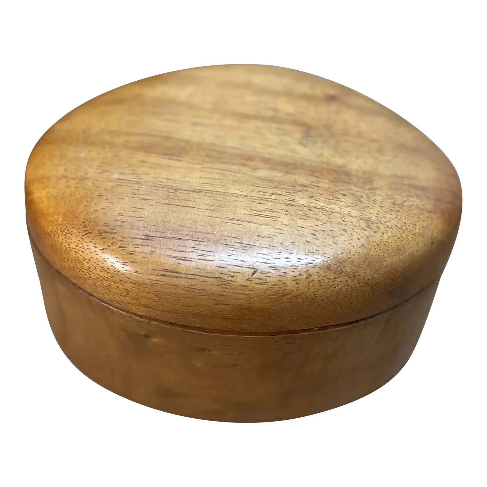 1970s Vintage Oval Wooden Trinket Box With Attached Swivel Top | Chairish