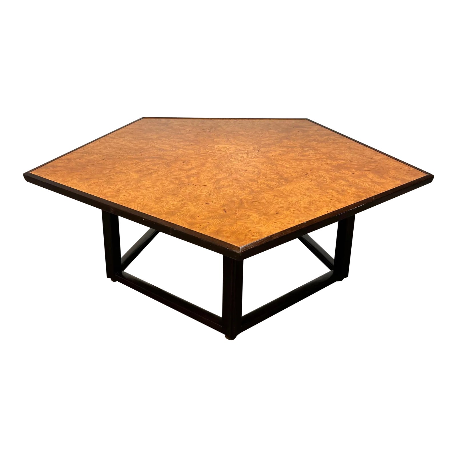 Edward Wormley for Dunbar Burlwood Pentagonal Coffee Table | Chairish