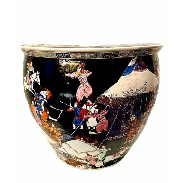 Mid 20th Century Large Chinese Export Famille Noire Storybook Fish Bowl ...