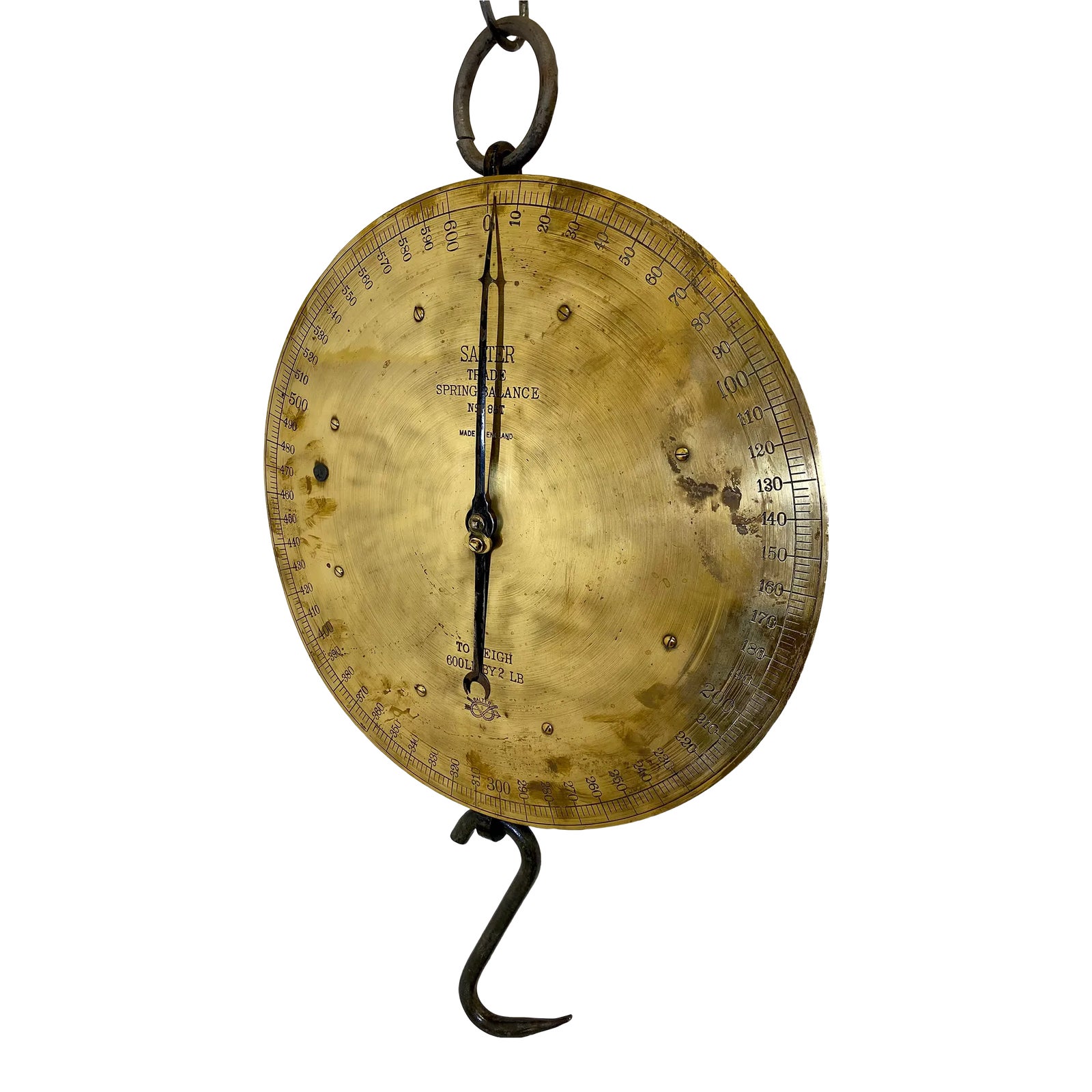Huge 600Lb Capacity Brass Salter Spring Balance Scale # 85 T From ...