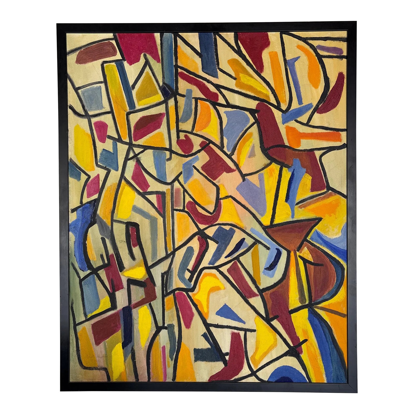 Framed Abstract Expressionist Painting “Bird” by e.g Newman, Signed ...