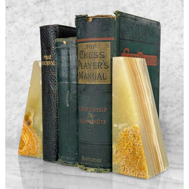 Vintage Art Deco Italian Onyx Stone Geometric Library Bookends - a Pair ...