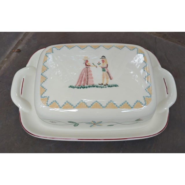 1980s Villeroy & Boch American Sampler Covered Butter Dish | Chairish