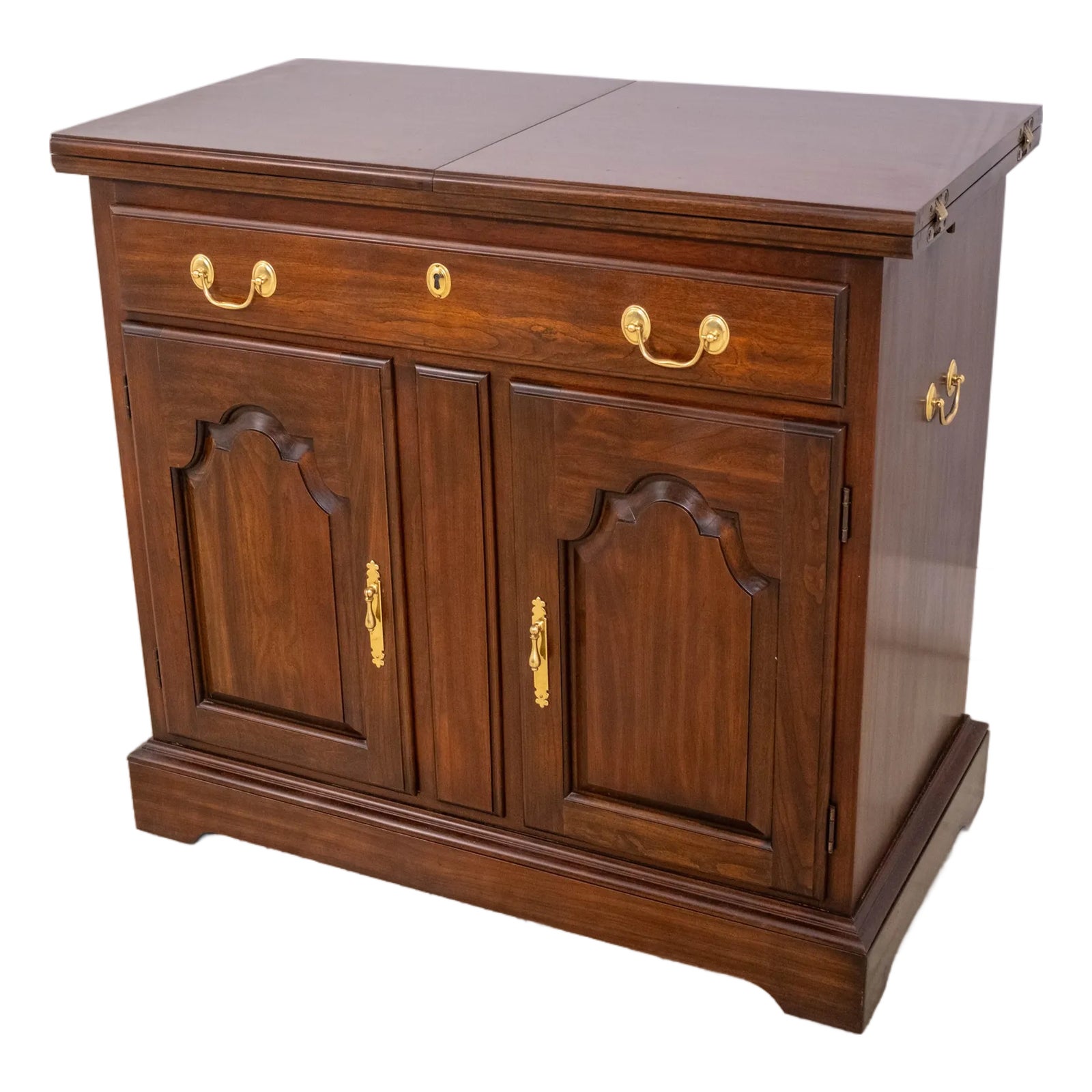 1980s Harden Cherry Flip Top Server Cabinet | Chairish