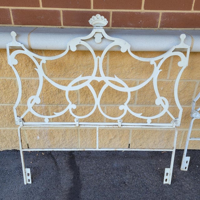 Antique French Italian Style White Cast Iron Twin Bed Headboards - a ...