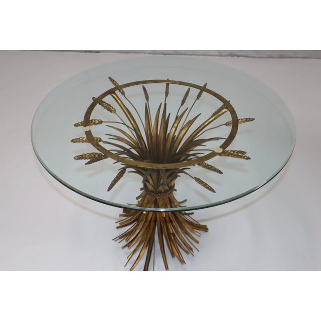1960's Coco Chanel Style Sheaf Of Wheat Gilt Side Table | Chairish