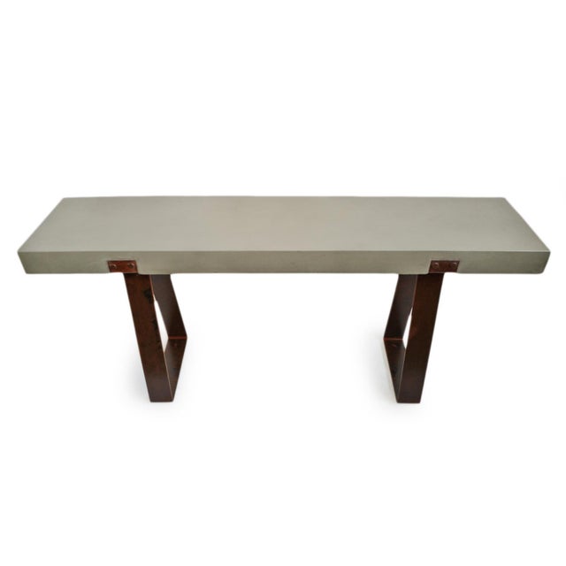 Outdoor Cement & Iron Console | Chairish