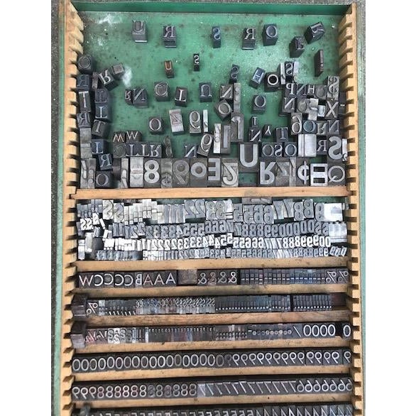 Vintage Typeset Characters & Tray | Chairish