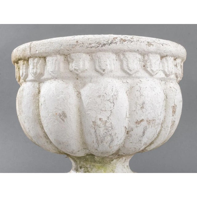 Classical Manner White Painted Cast Stone Urns, Pair | Chairish