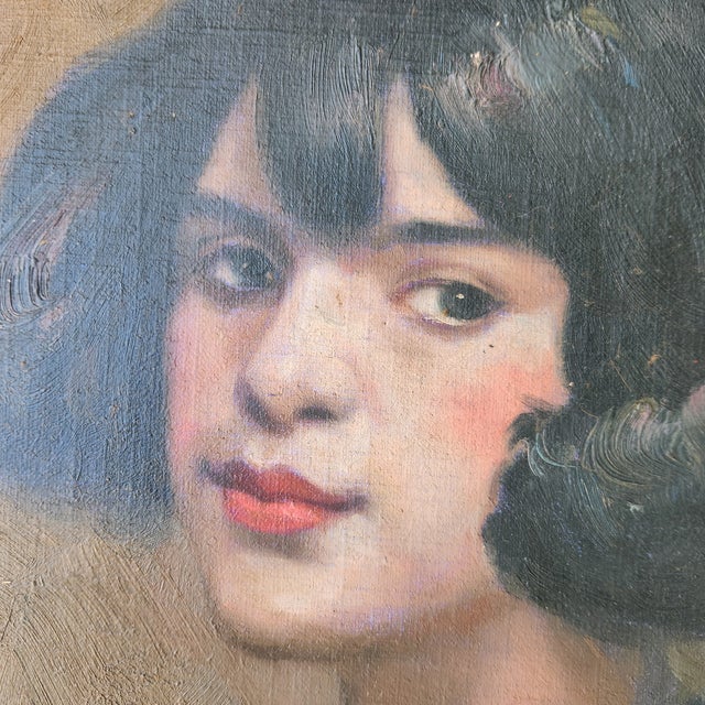 Girl in a Vibrant Robe Oil Portrait Painting, Framed | Chairish
