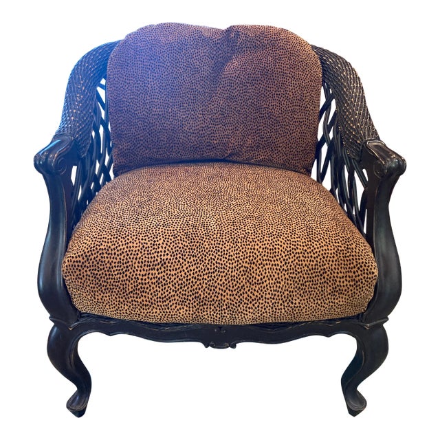 1990s Palecek Wicker Leopard Print Chair | Chairish