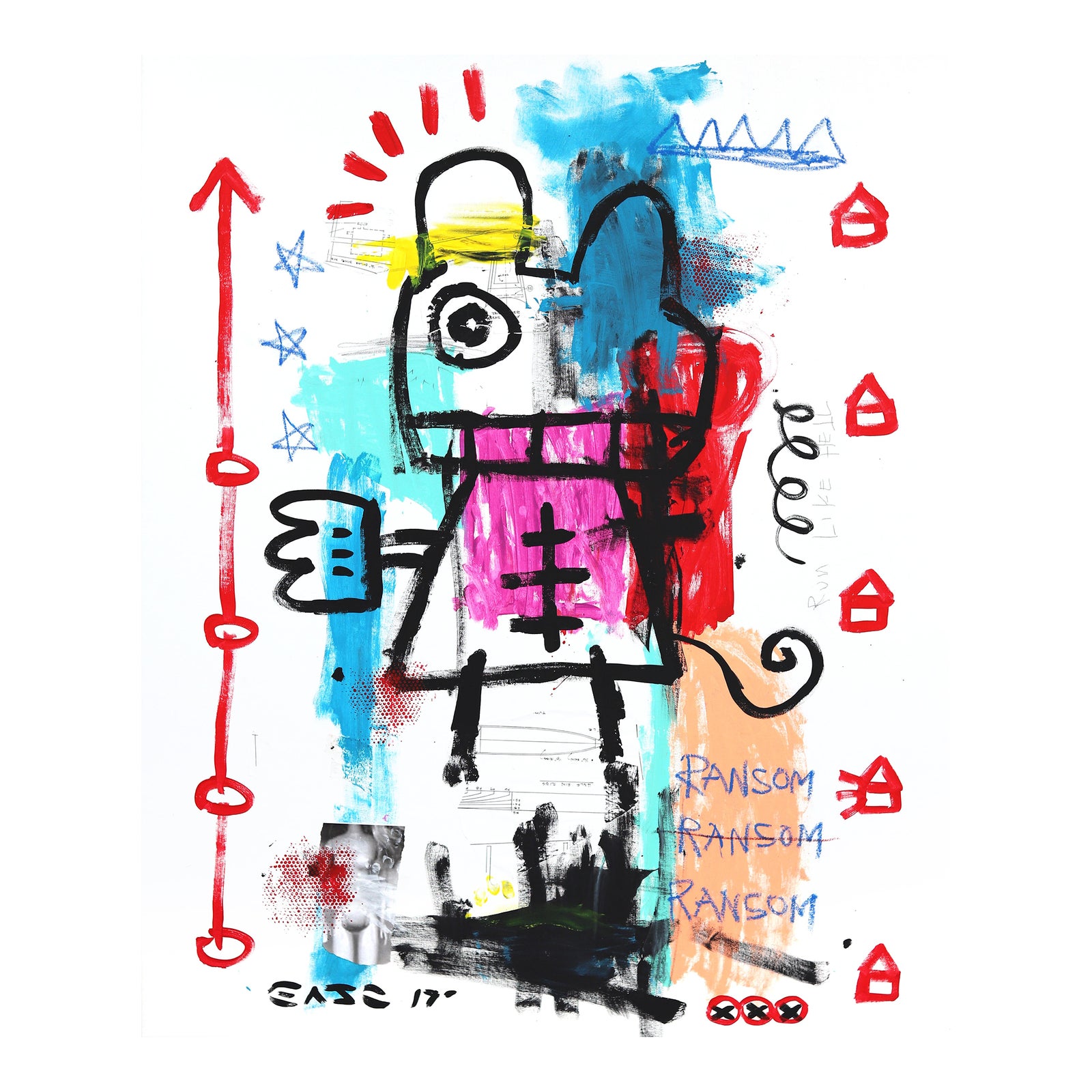 Large Street Art Graffiti Painting on Canvas "Run Like Hell, Dude ...