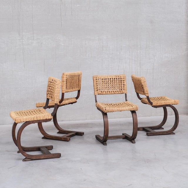 Mid-Century French French Dining Chairs attributed to Adrien Audoux ...